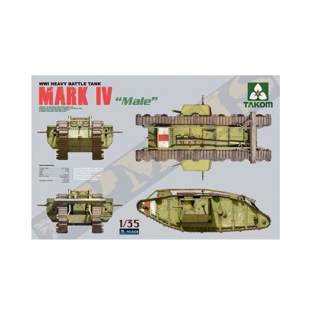 1/35 Mark IV Male Tank 1917-18 Takom 02008 – Scale Model Shop