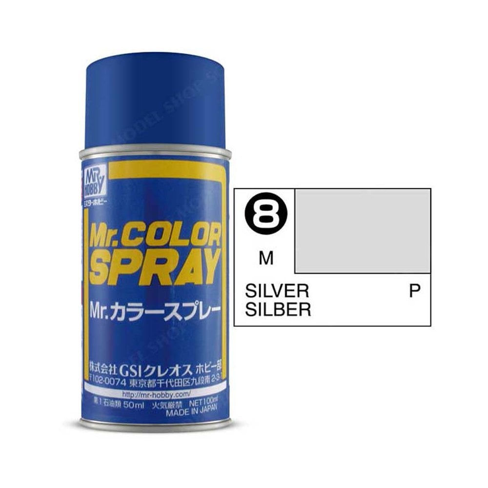 100ml Silver Mr Color Spray S-008 – Scale Model Shop