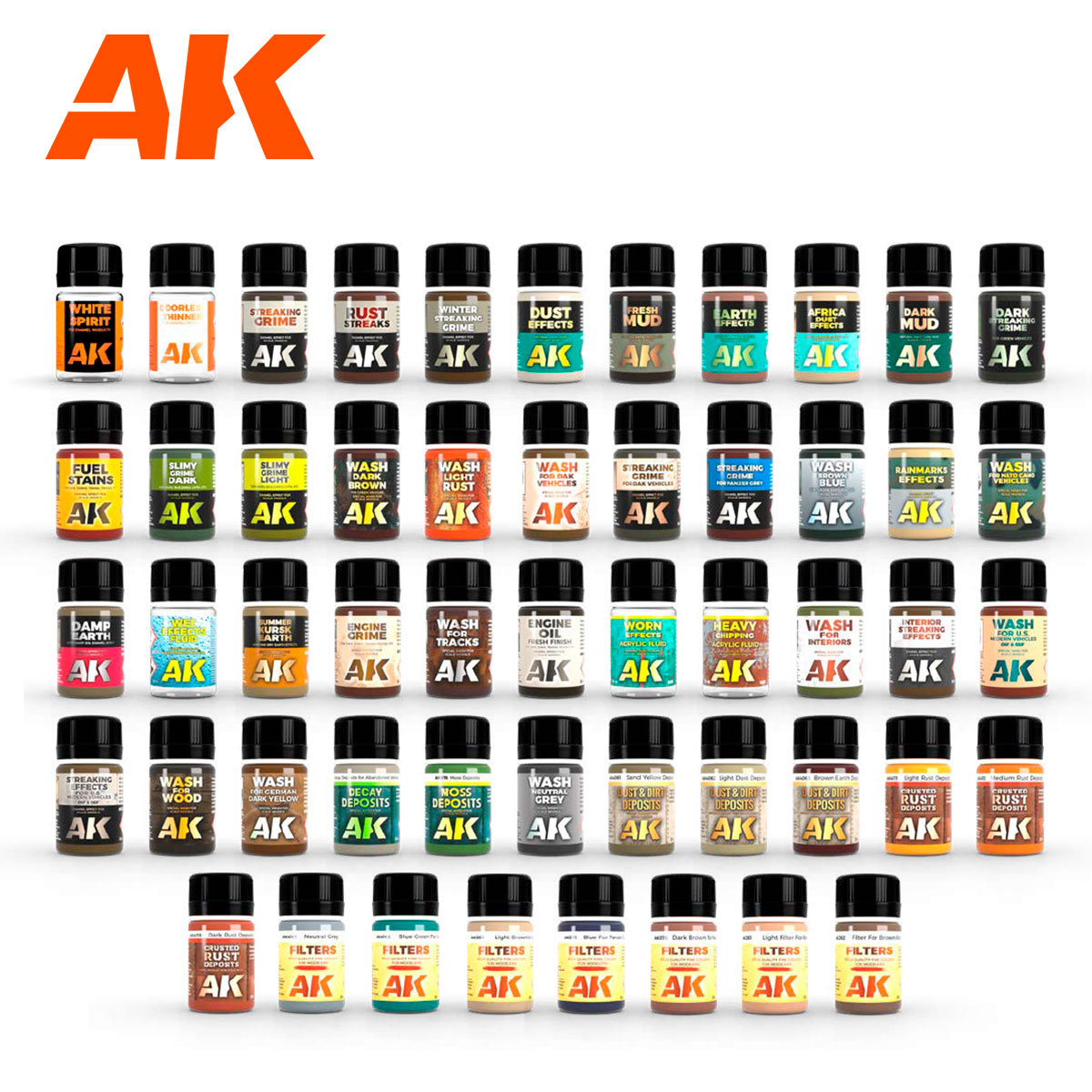 AK Interactive AK11708 53x 35ml Jars Enamel Plastic Weathering Briefca
